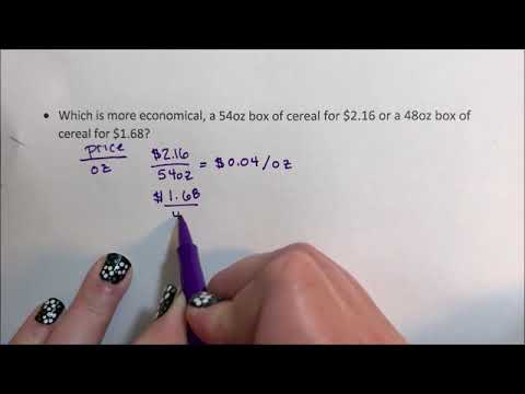 Ratio and Rates - Price per Ounce - YouTube