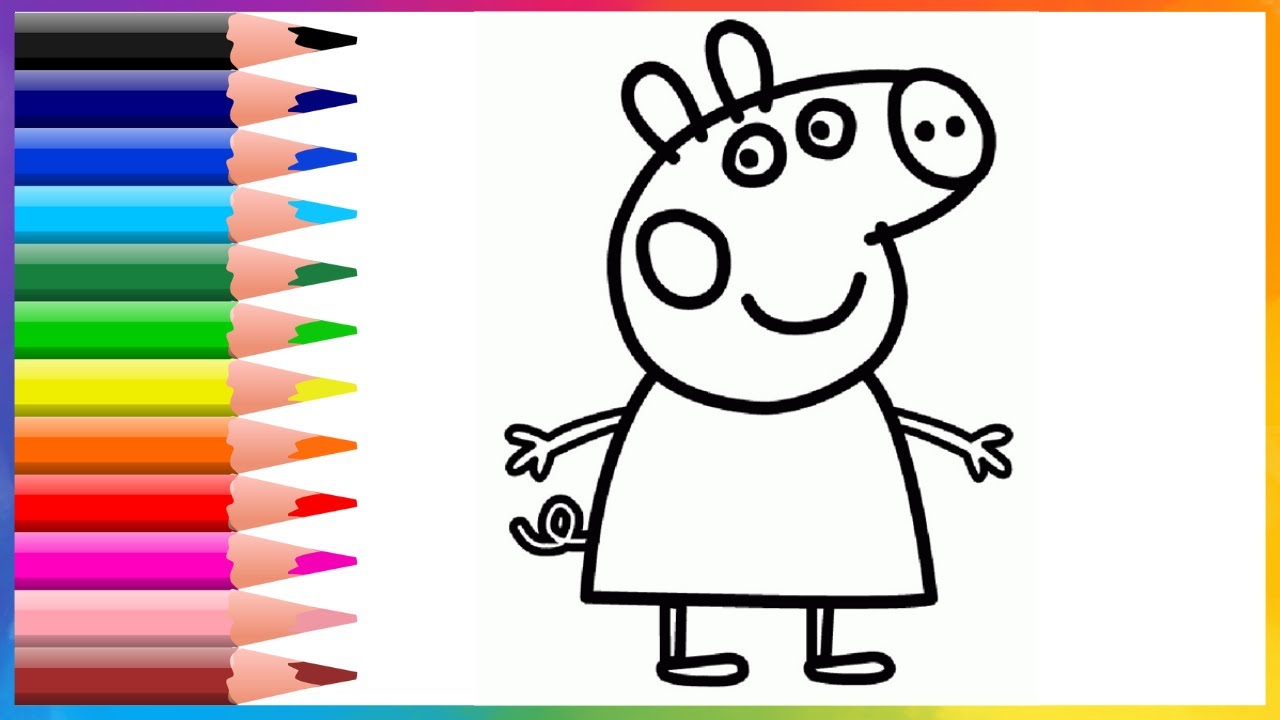 how to draw and color peppa pig - Children's Songs - Drawings For ...