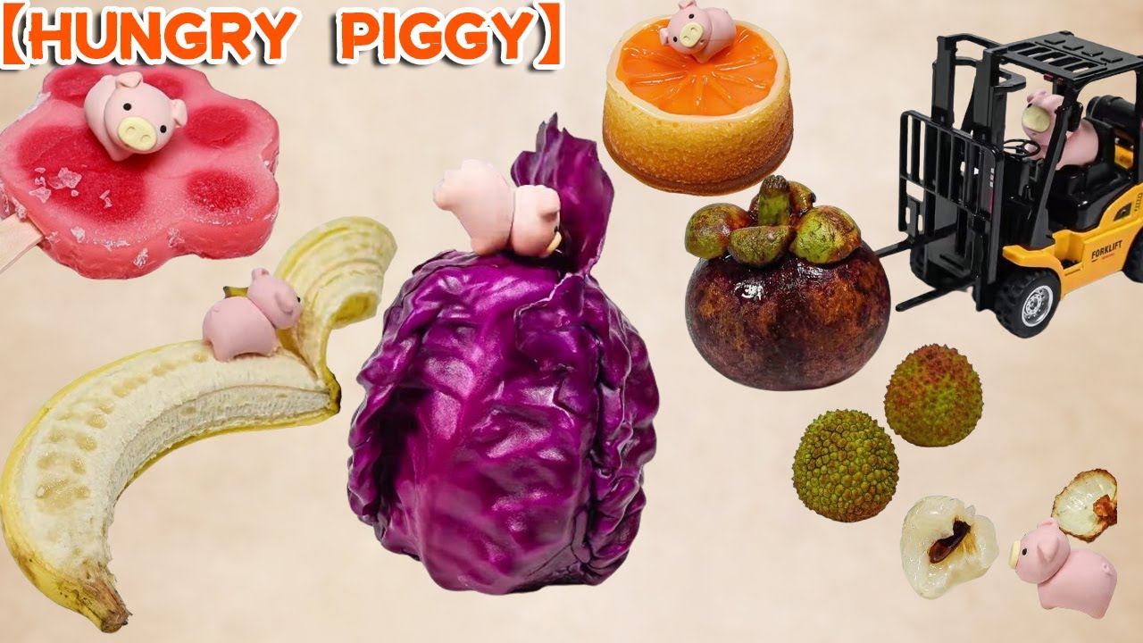😋Hungry Piggy's Menu Today :Fruits and Vegetables#mukbang #stopmotion # ...