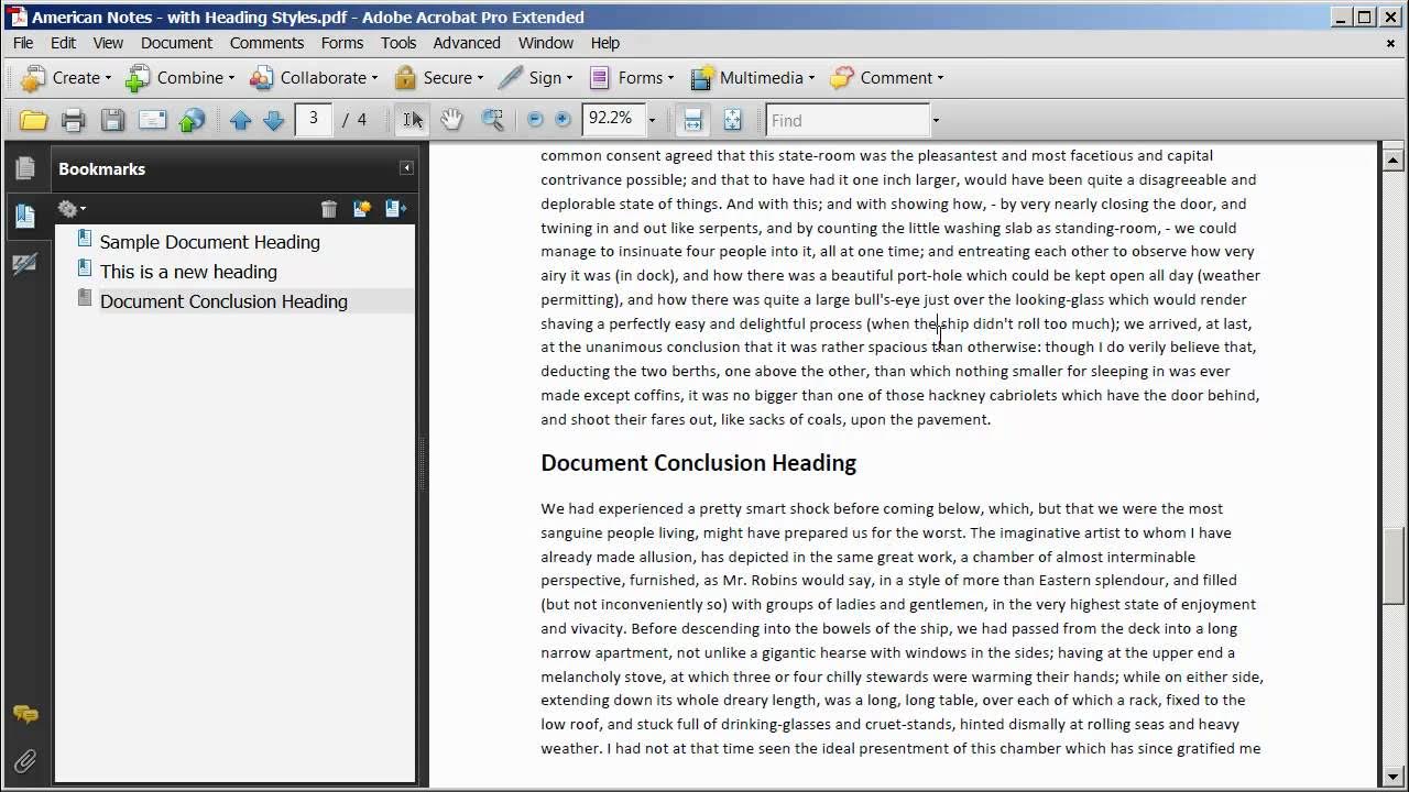 Adding and Editing Bookmarks in a PDF Document - YouTube