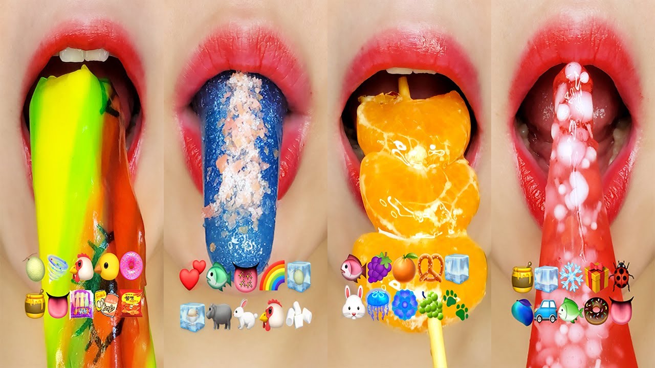 asmr 10 MINUTES EMOJI FOOD CHALLENGE FOR SLEEP RELAXING 수면유도 asmr 이모지 ...