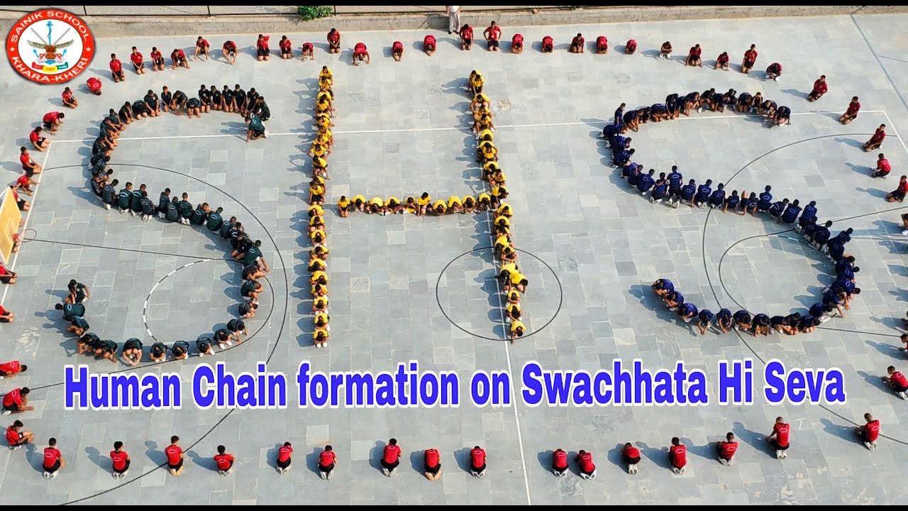 Human Chain formation on Swachhata Hi Seva by Cadets of Sainik School ...