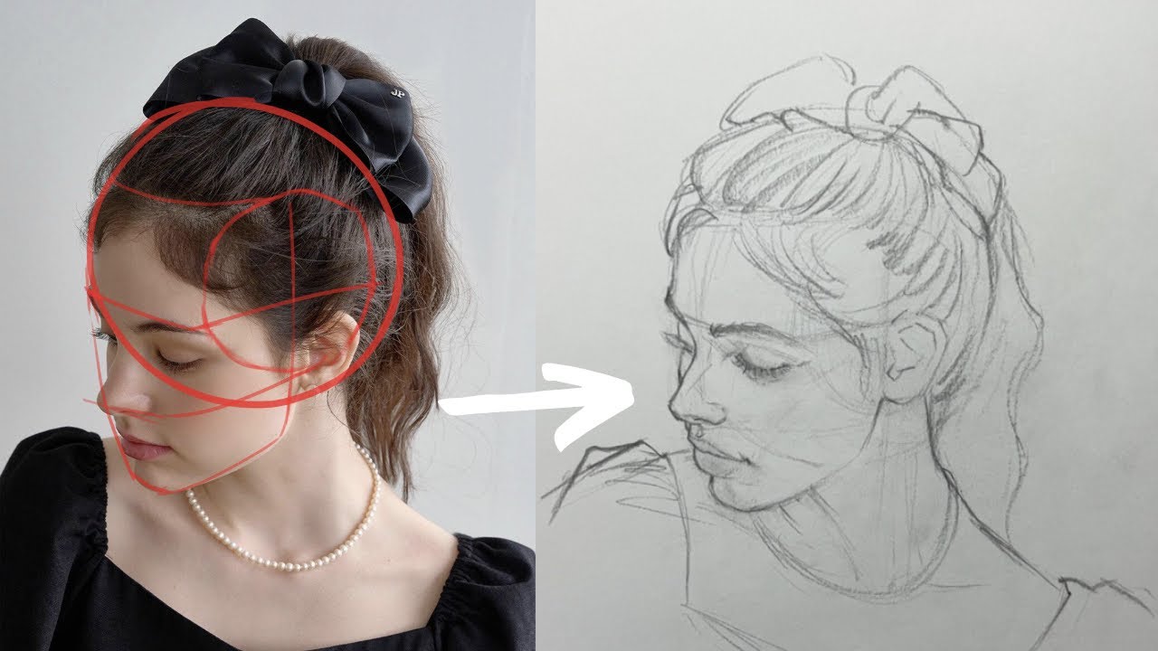 How to Draw a Face in 3/4 View from High Angle #howtodraw #drawingtutorial #loomismethod - YouTube