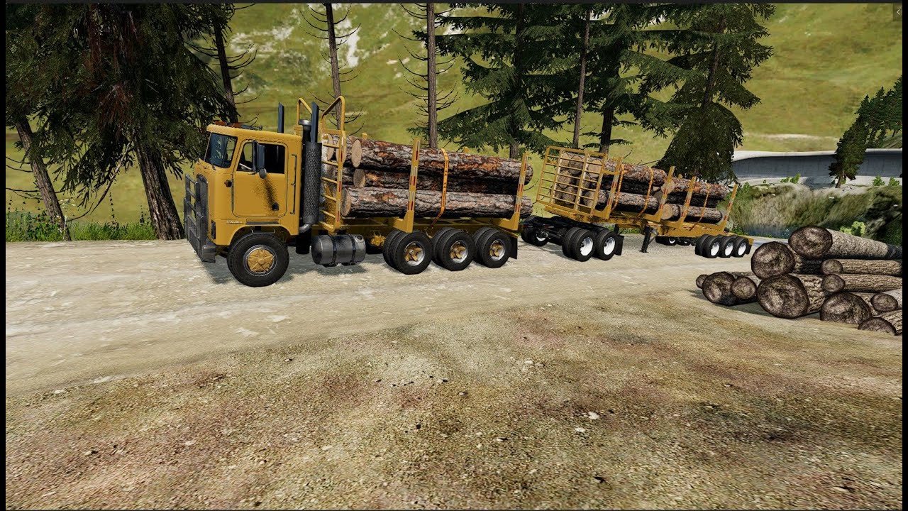 logging truck driving through dangerous mountain roads in BeamNG.drive ...