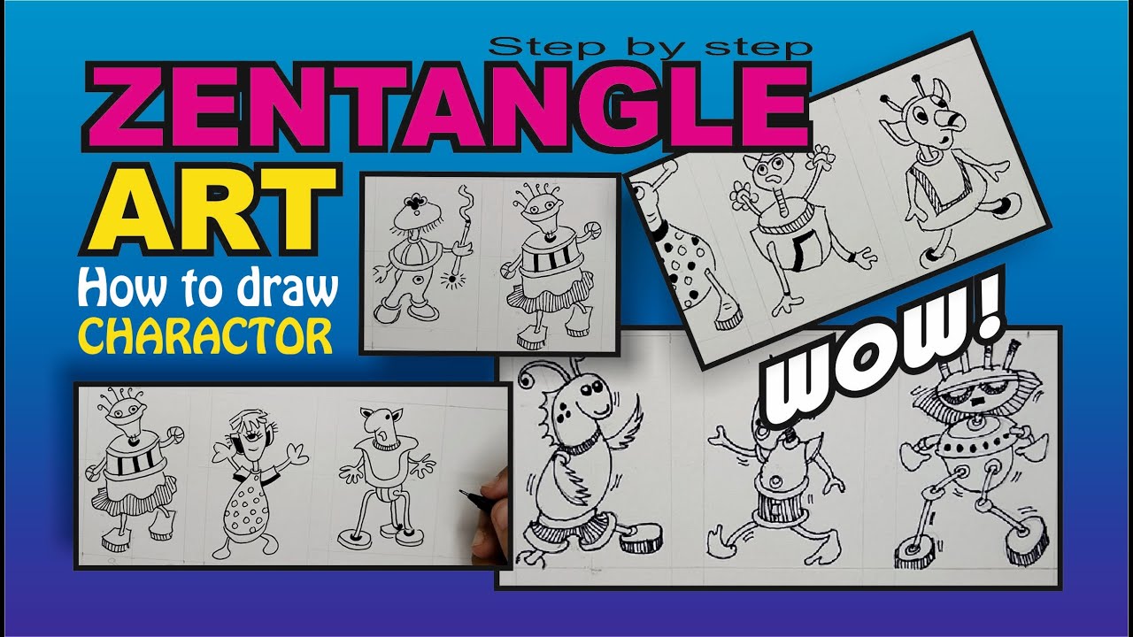 Zentangle art Art - How to draw Character - YouTube