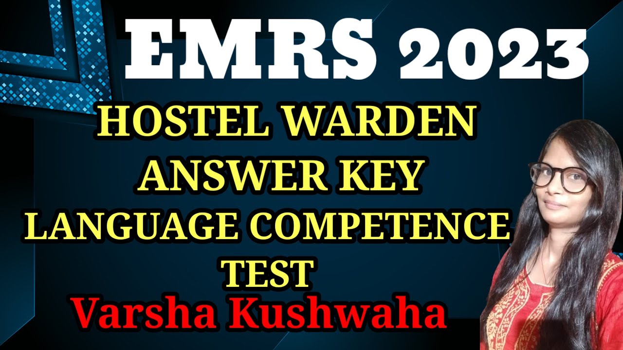 EMRS HOSTEL WARDEN LANGUAGE COMPETENCE TEST ANSWER KEY #emrs # ...