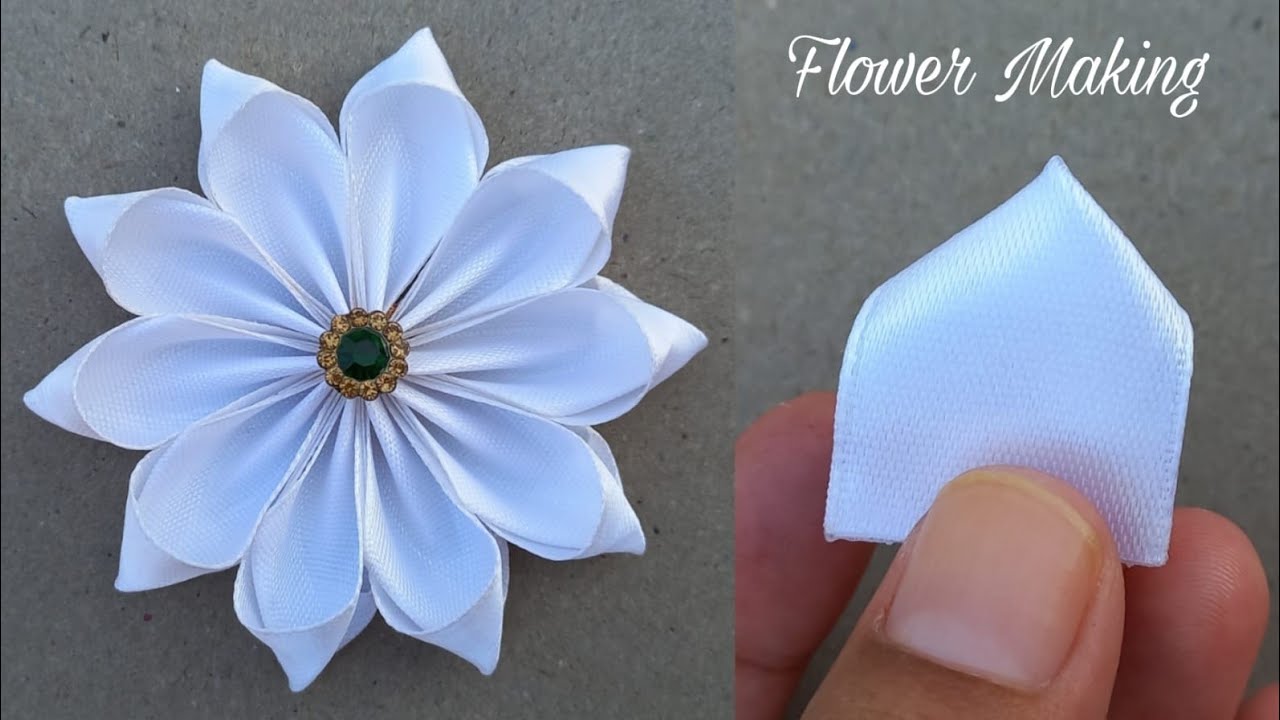 DIY Ribbon Flowers / How to make ribbon flowers / Easy making with ...