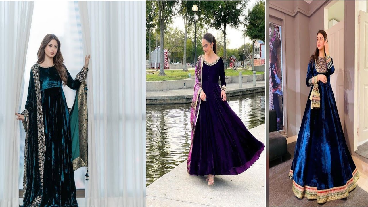 new velvet collection ||winter special velvet frock design - YouTube