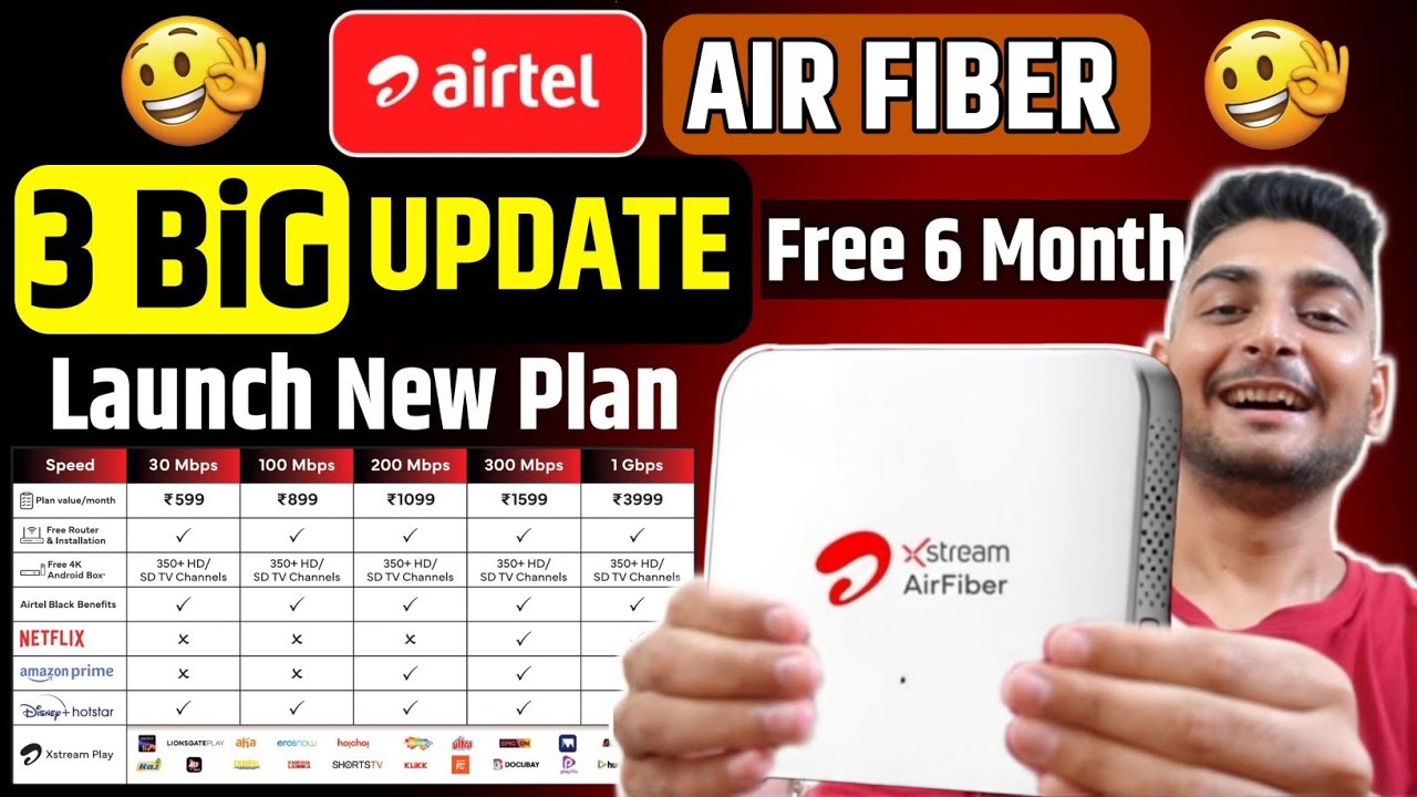 Airtel Airfiber 3 Big Update | Launch New 599 Plan | Free 6 Month's ...