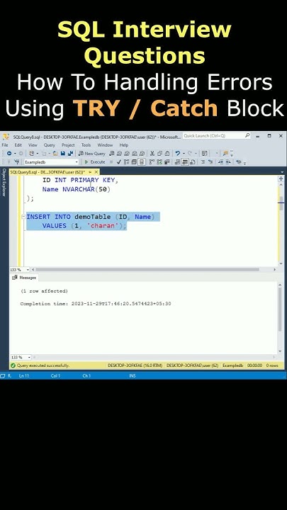 sql interview questions try catch exception # ...