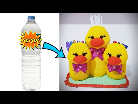 😍PET ŞİŞE VE ÇORAPTAN ÖRDEK KALEMLİK YAPILIŞI/💛Çocuklar bunu çok sevecek
