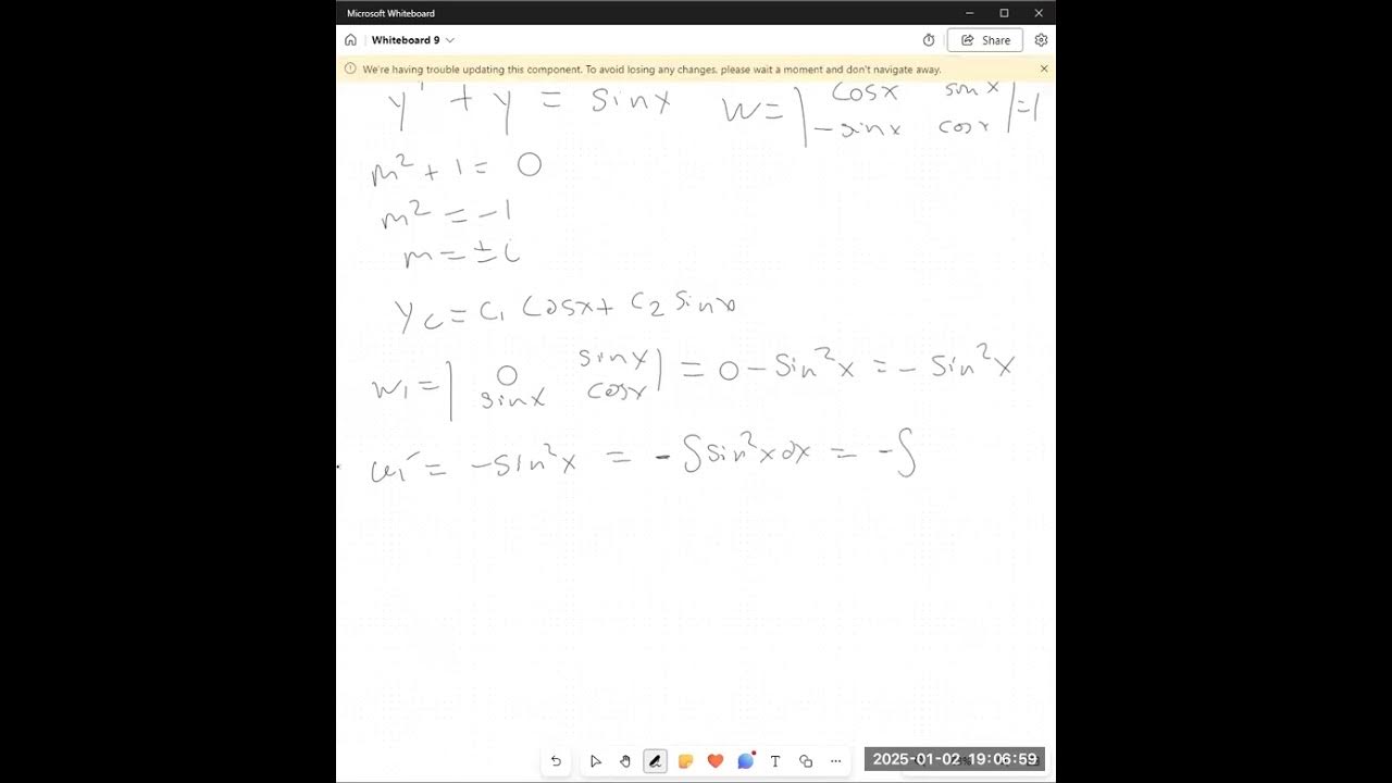 Variation Of Parameters Part 1 Youtube