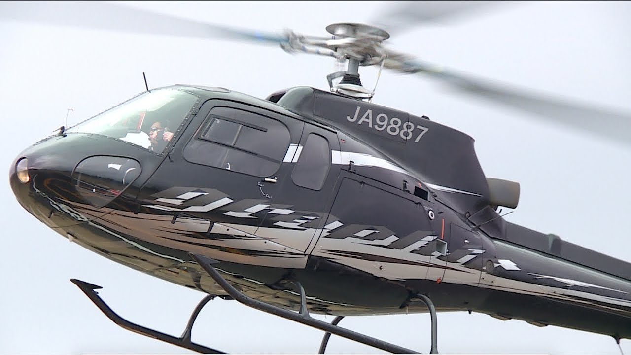 【ヘリコプター】 Aerospatiale AS350B Ecureuil の離着陸・東京ヘリポート - YouTube