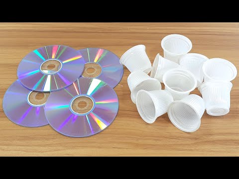 WASTE PLASTIC COFFEE CUPS & CD DISC REUSE IDEA | DIY DECORATION | BEST OUT OF WASTE