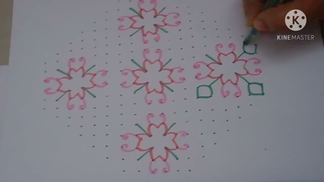 simple and easy muggulu, flowers muggulu, flower's rangoli, puvvu kolam ...