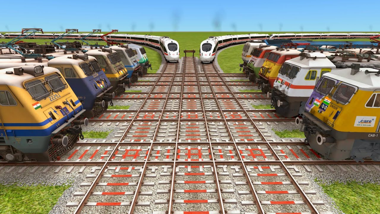 12🚩Indian Coupling Trains Crossing By Grandient Daimond Curved Animated ...