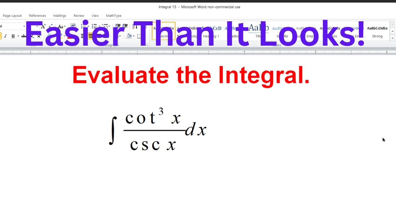 The Integral Of Cot 3 x csc X YouTube