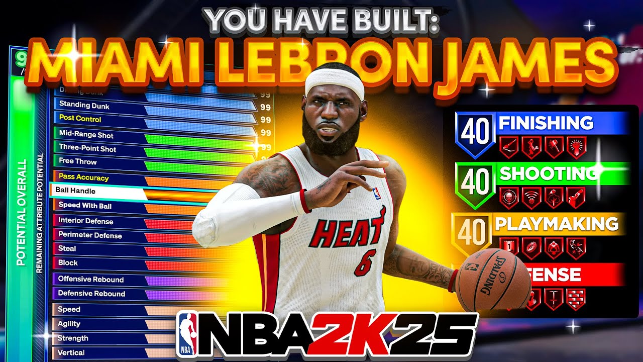 2012 MIAMI HEAT 6’9 LEBRON JAMES BUILD NBA 2K25 - 96 DRIVING DUNK, 92 ...