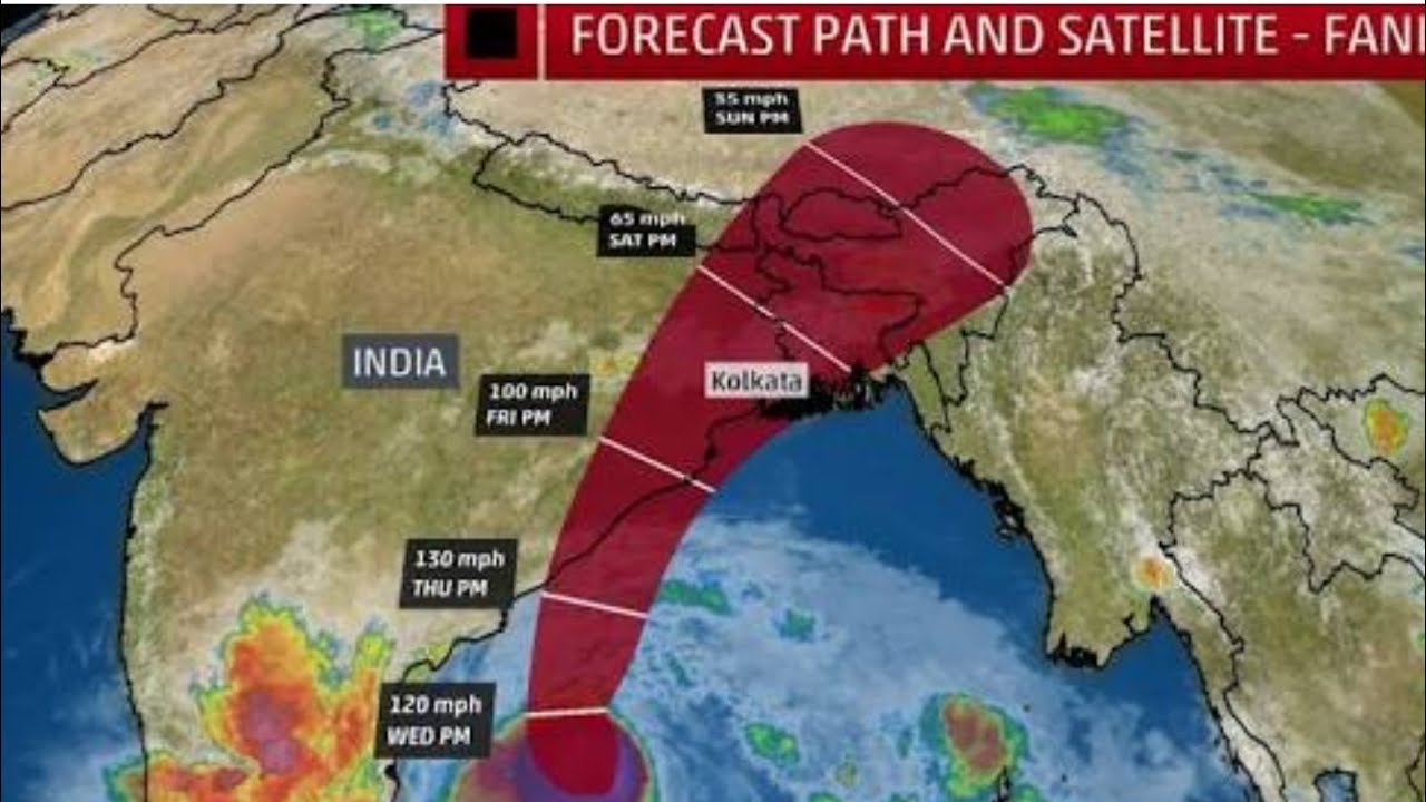 Fani Cyclone Live 2 Days Forecast on Meteorological Map, with Cloud ...