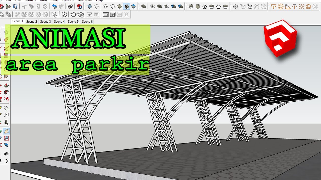 animasi area parkir sketchup - YouTube