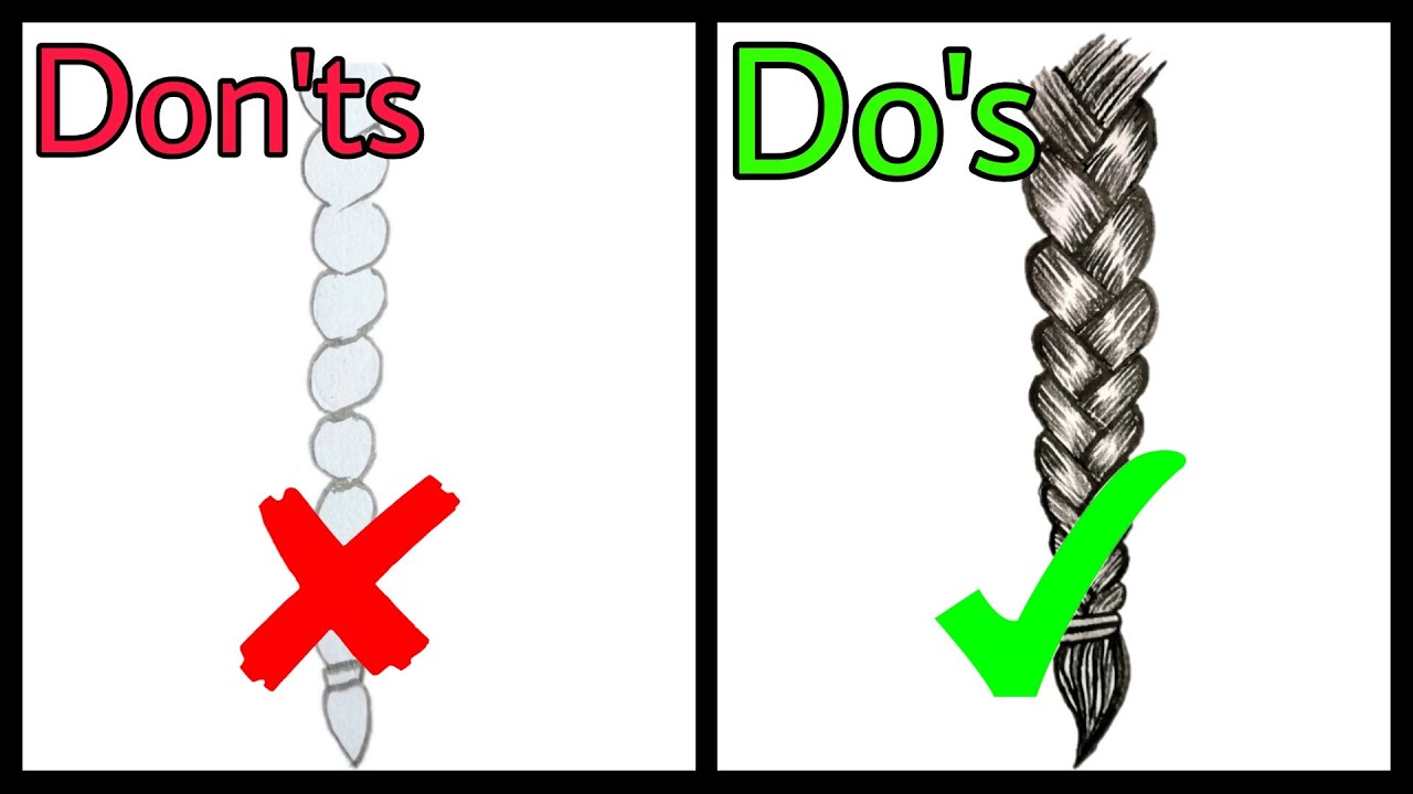 How To Draw A Plait /Braid easily | Easy Realistic Plait /Braid drawing ...