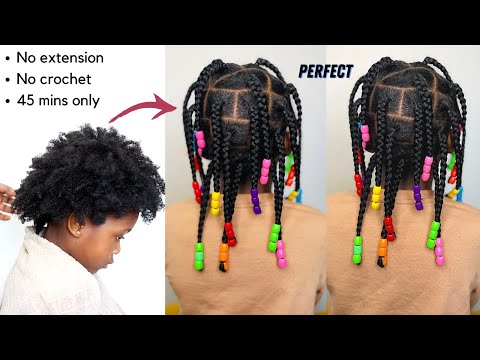 I was Surprised I Made these on Her Type 4 Hair. WOW..Cute Braids For Any Event. No Hot Water Needed