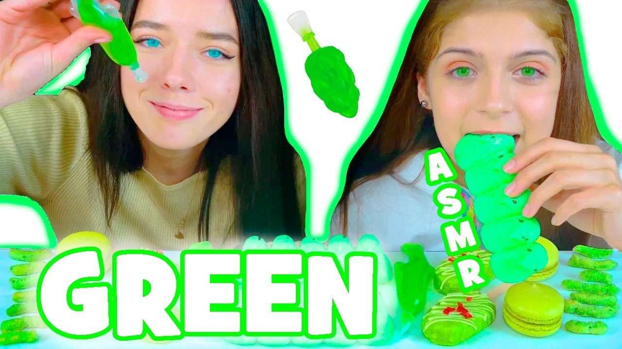 ASMR Eating Only Green Candy Race, Chocolate, Snacks, Marshmallow - YouTube