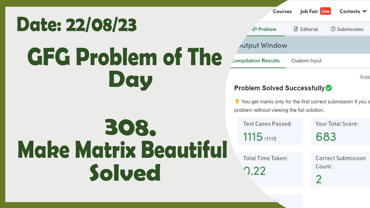 Make Matrix Beautiful || C++ || GFG Daily Problem - YouTube