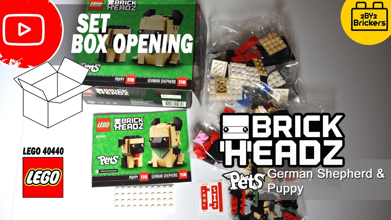 LEGO BrickHeadz Pets 40440 German Shepherd & Puppy - Set Box Opening ...