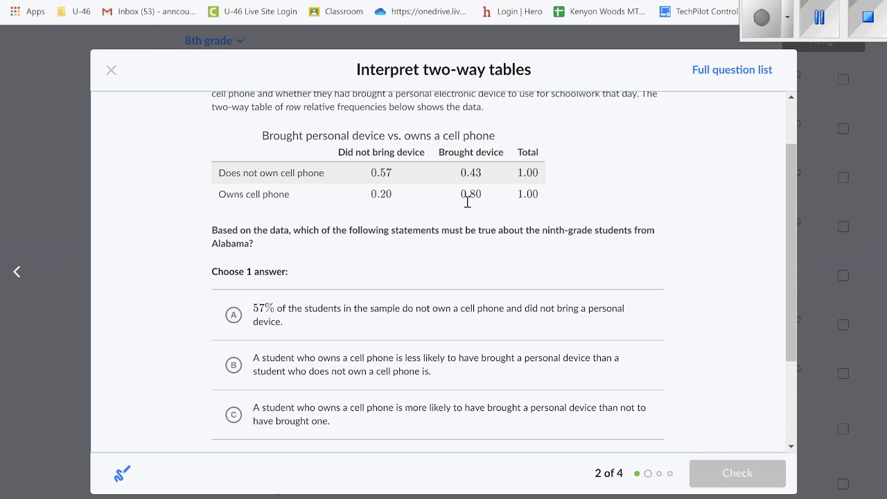 Interpret two way tables - YouTube