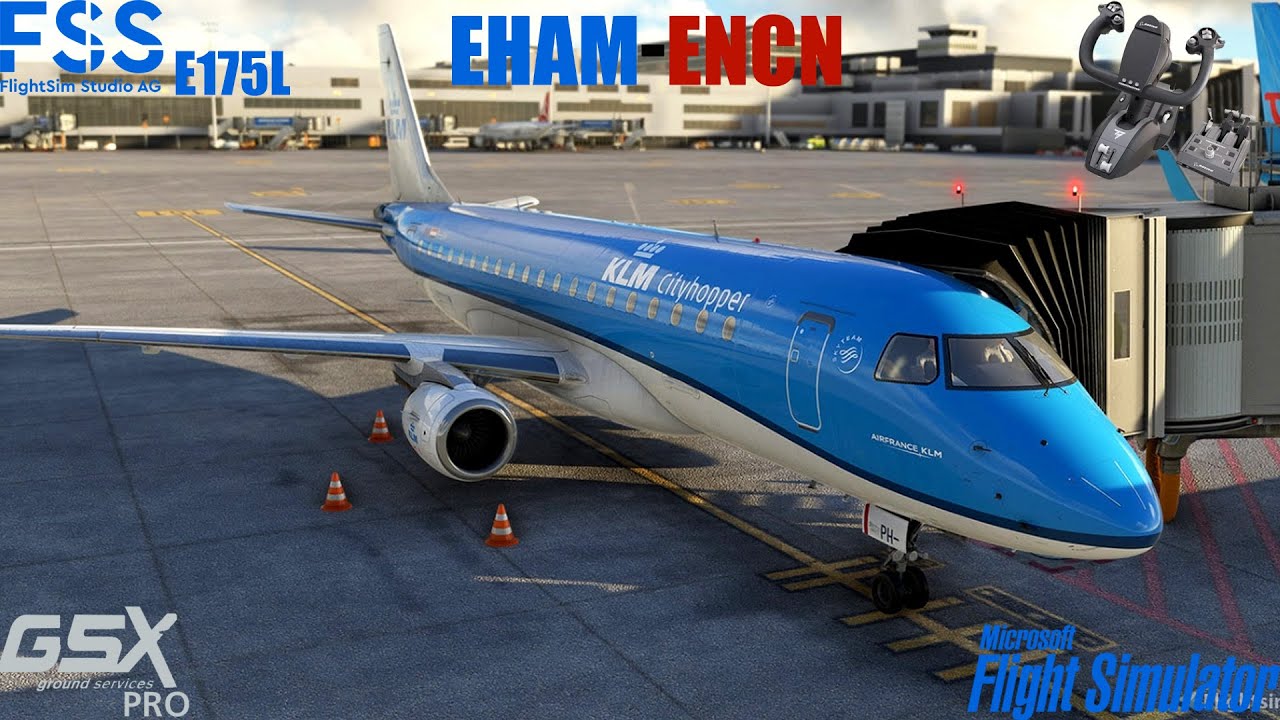MSFS Live | FSS E-Jet 175LR | Real Life KLM Route | Amsterdam to ...