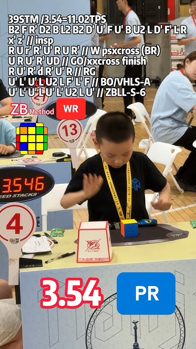 ZB Method WR! 3.54 3x3 PR/WR5 Single Xuanyi Geng - YouTube
