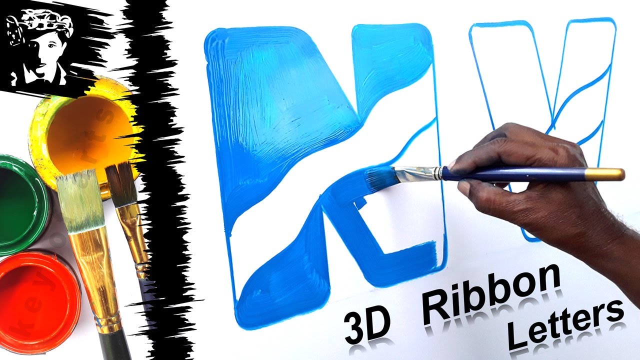 Easy Painting Handwriting 3D Lettering Ribbon Design Fonts Colour ...