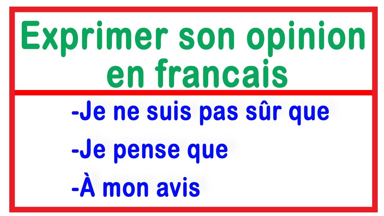 Exprimer son opinion en Français :Phrase modèles pour exprimer son ...