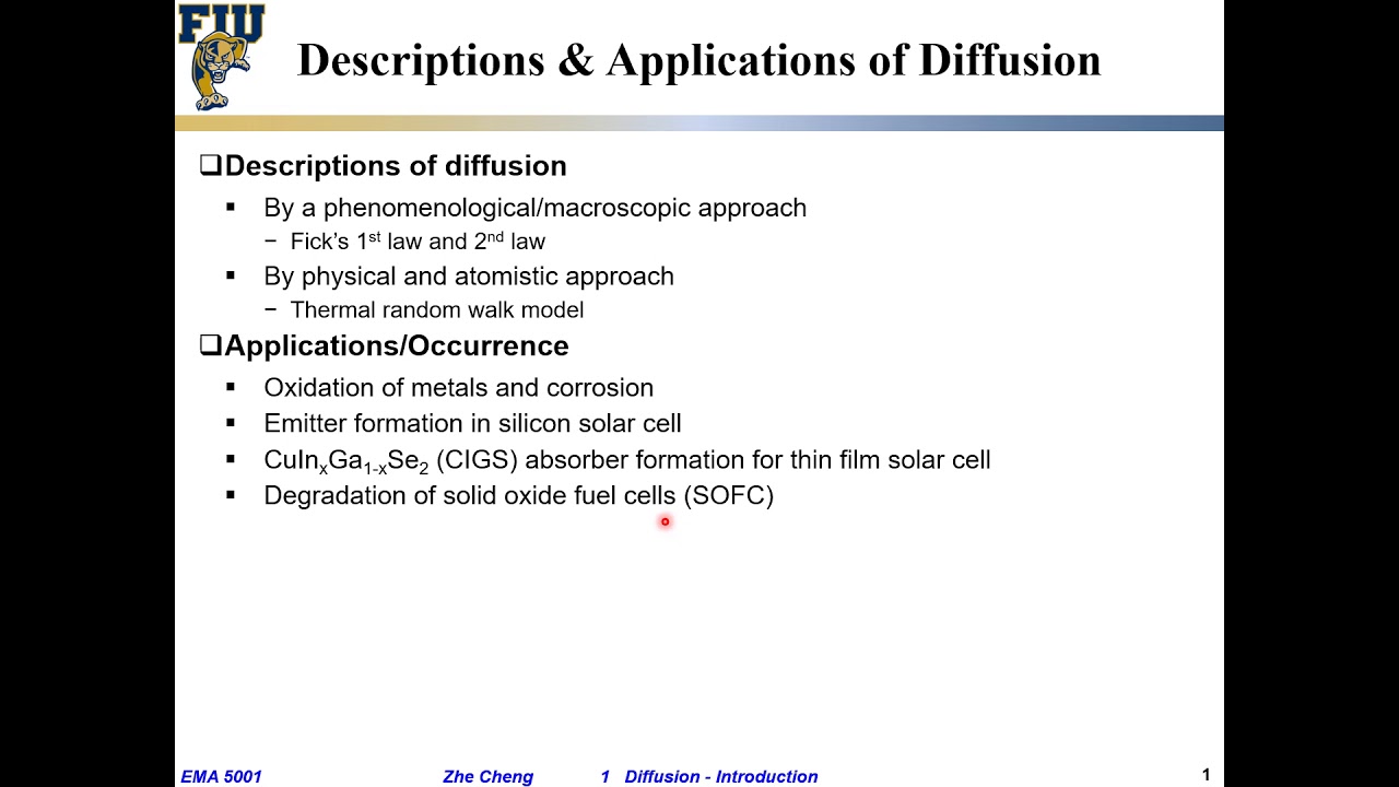 EMA5001 L01-03 Descriptions applications characteristics of diffusion ...