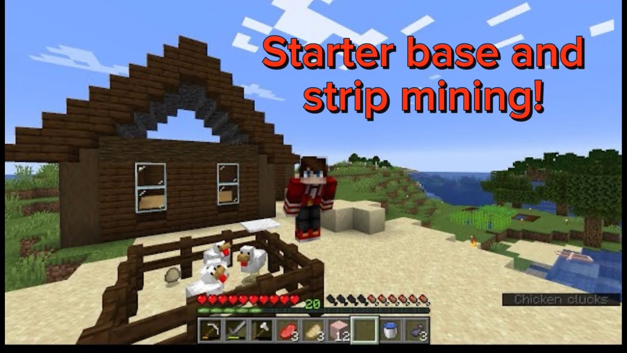 Minecraft Solo Survival EP. 2: Starter Base Progress and Mining For ...