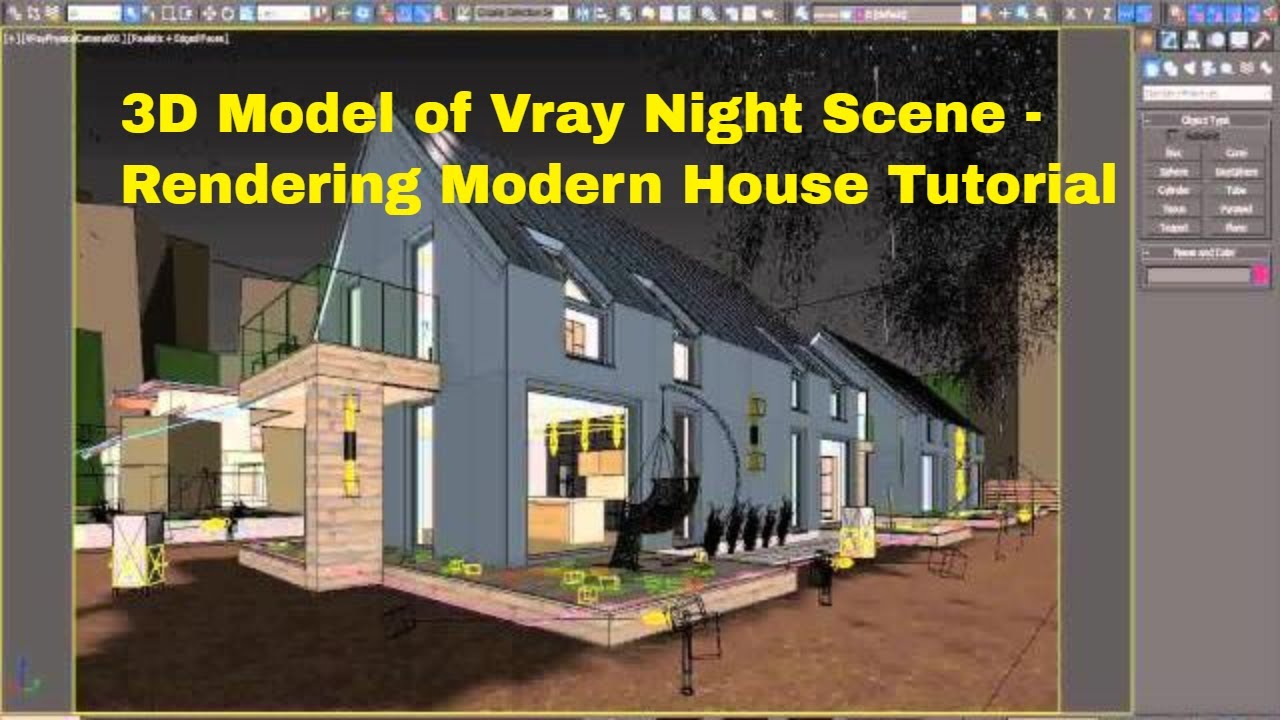 3D Model of Vray Night Scene - Rendering Modern House Tutorial Review - YouTube