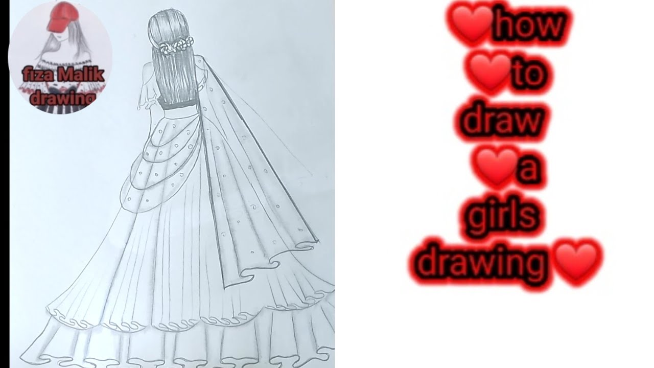 how to draw a girl with back side drawing and beautiful drawing and ...