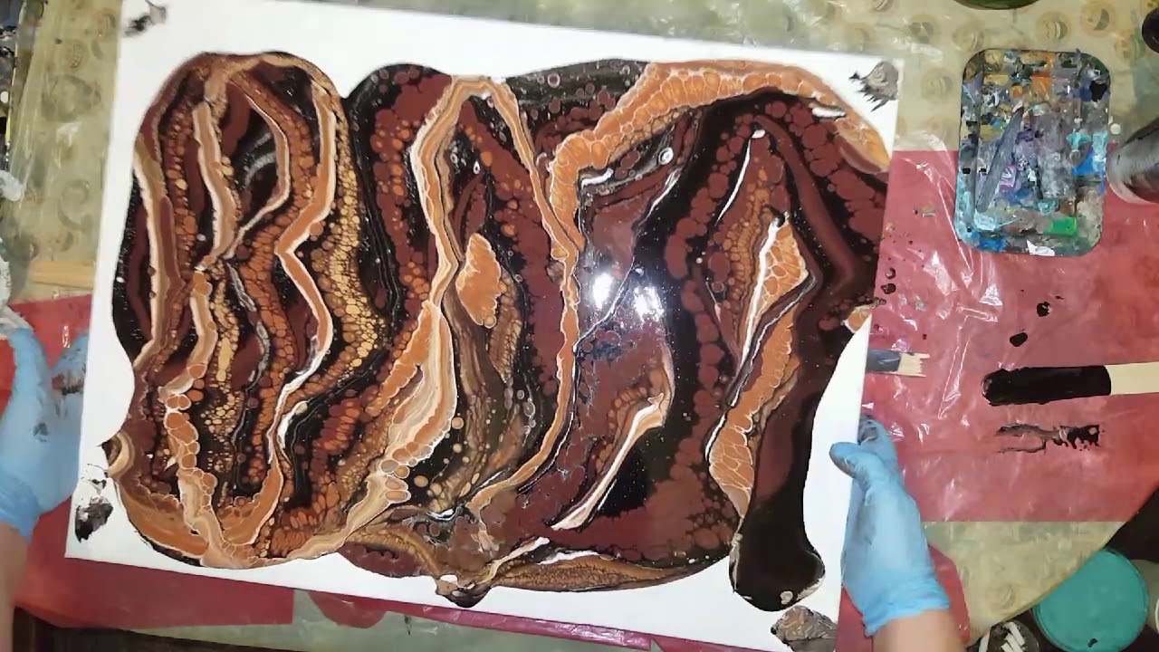 Beautiful Chocolate bar acrylic pour painting - YouTube