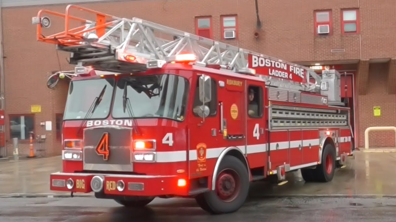 Boston Fire Department Ladder 4 Responding - YouTube