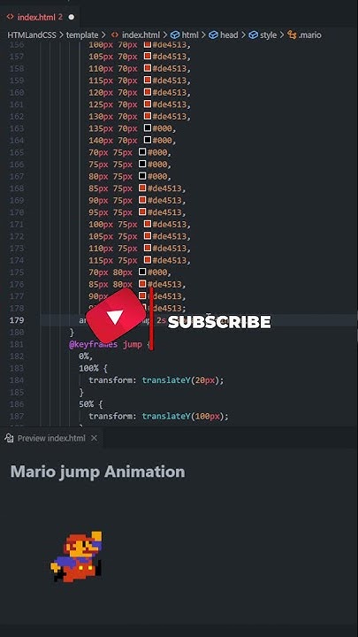 Mario Jump animation using HTML and CSS tutorial for beginners using VSCode #shorts #coding ...