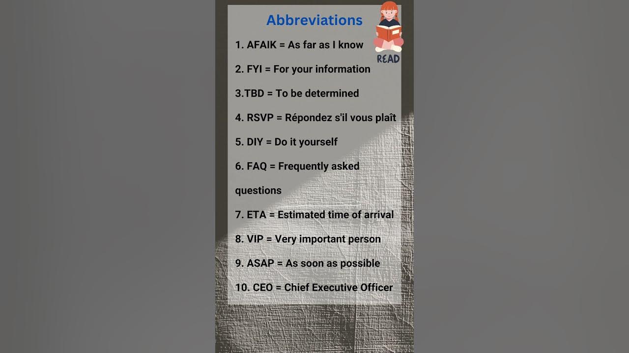 10 abbreviations you should know #shorts #english #abbreviations # ...