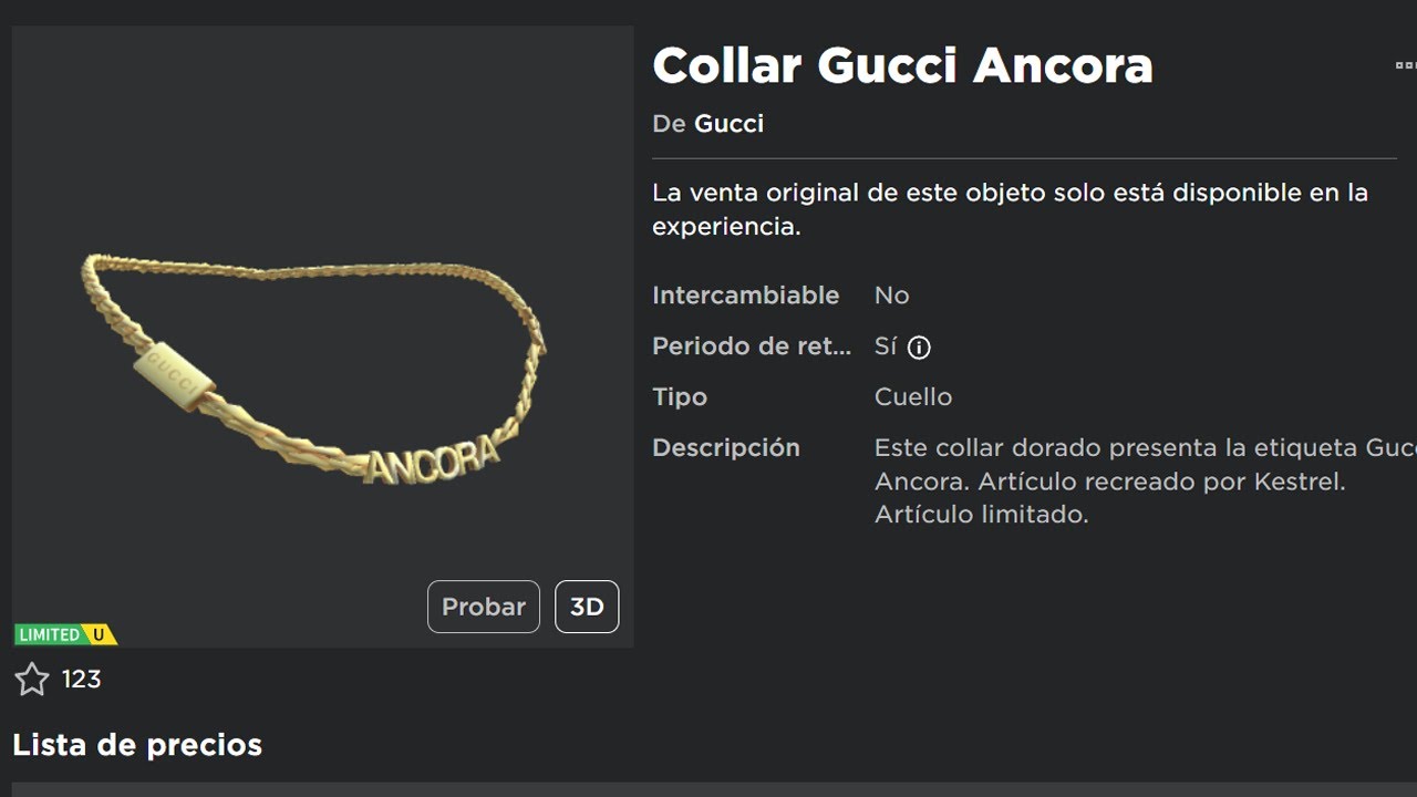 [LIMITED] CONSIGUE COLLAR GUCCI ANCORA GRATIS en ROBLOX - YouTube