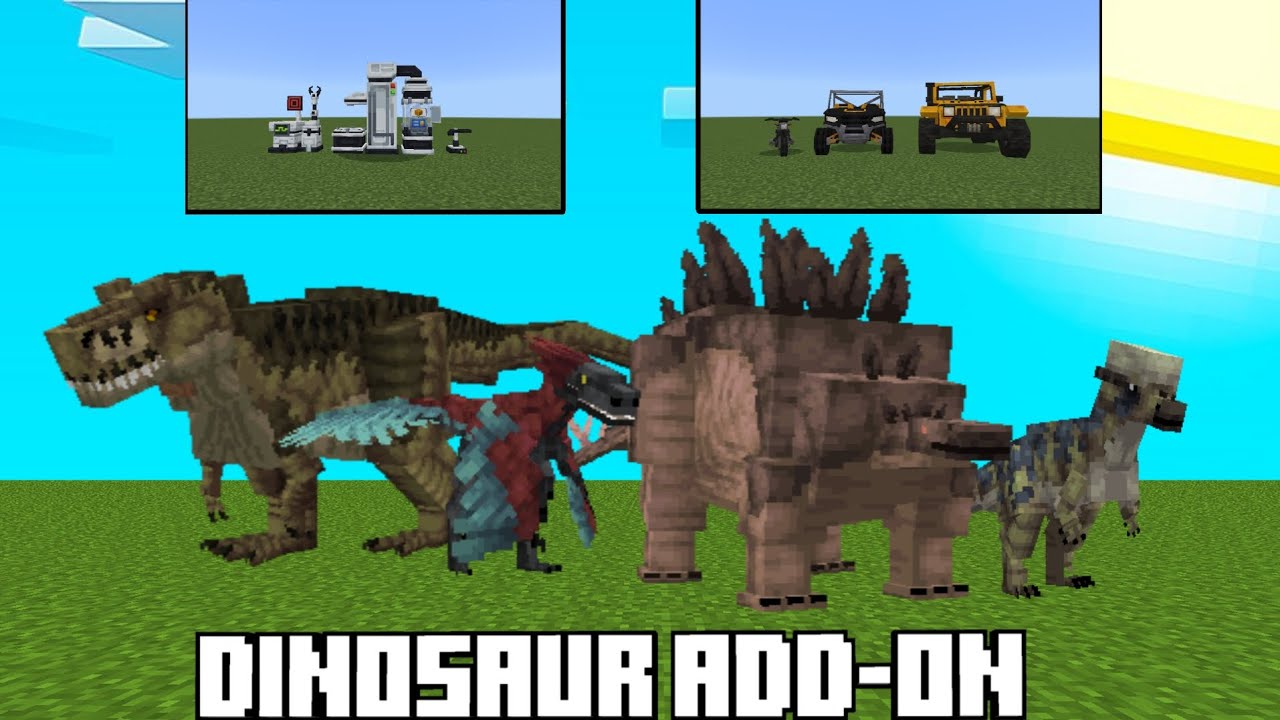eu adicionei dinossuros para o Minecraft pe com a addon chamada ...