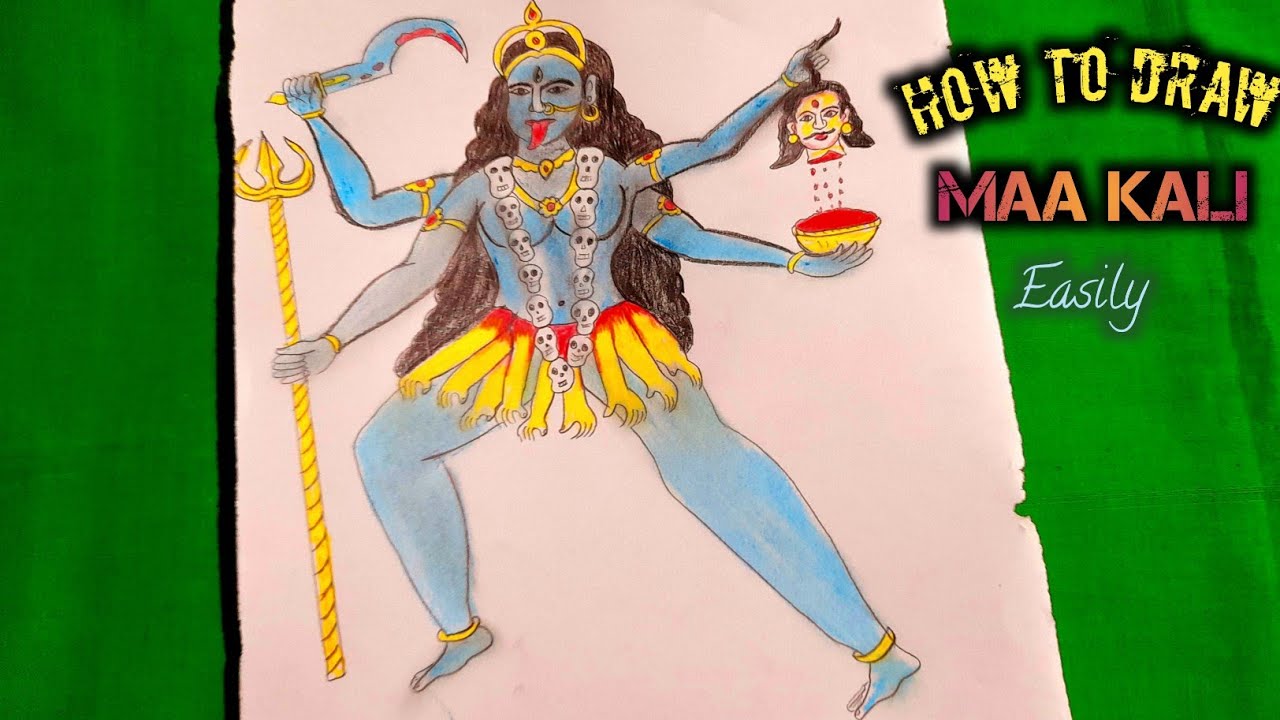 Maa Kali Drawing | How To Draw Maa Kali Easily | God Drawing - YouTube