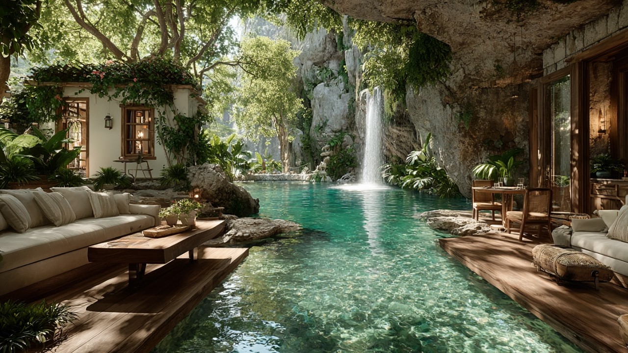 Quiet Waterfall Hideaway | Forest Birds & Flowing Water for Deep Focus ...
