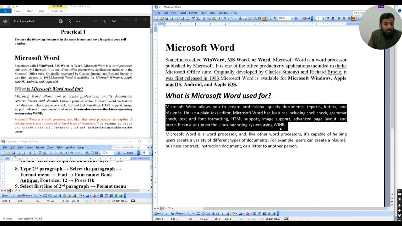 Ms Word | Practical 1 | Inter Part 1 - YouTube