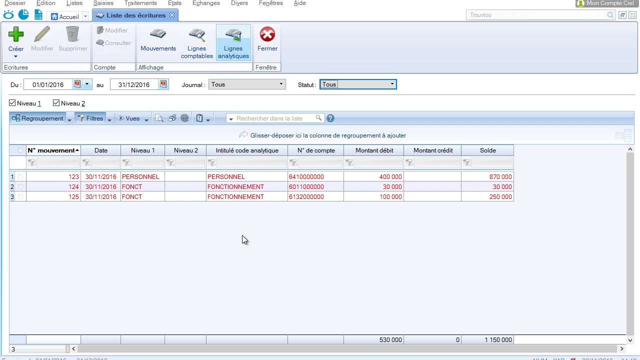 5 3 CIEL Compta : Visualisation des écritures analytiques - YouTube