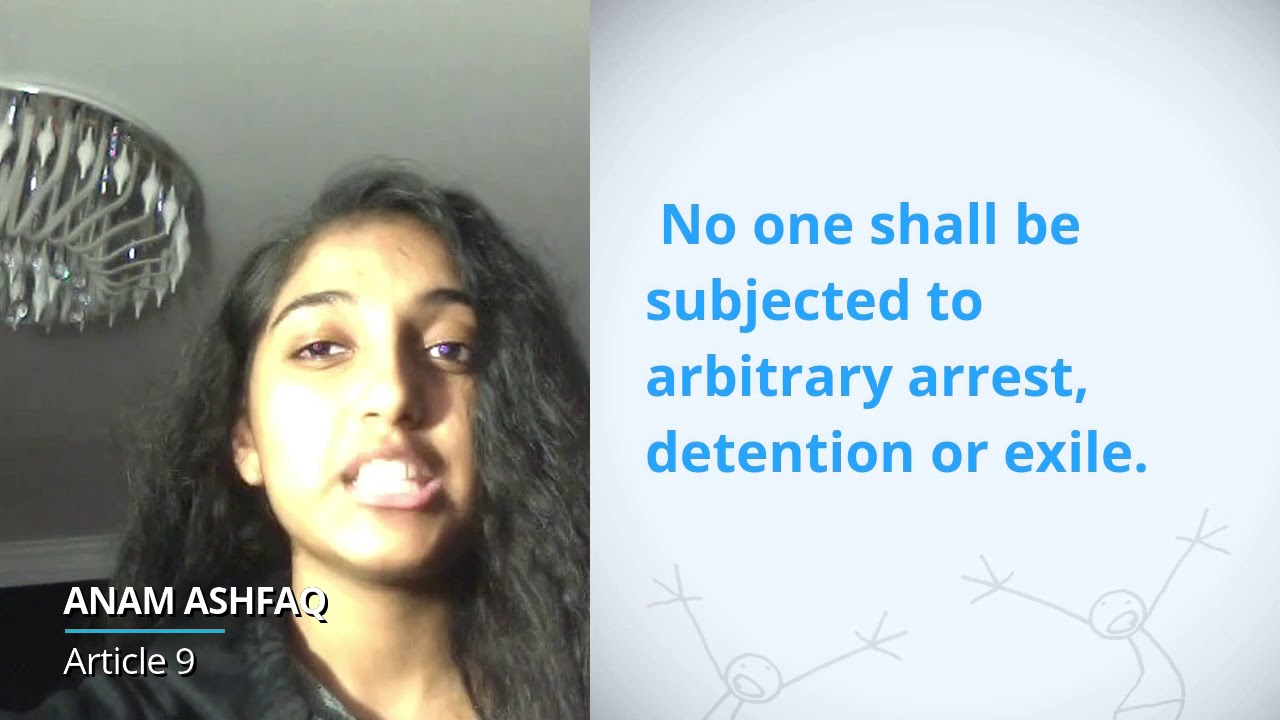 Anam Ashfaq, United States America, reading article 9 of the Universal ...