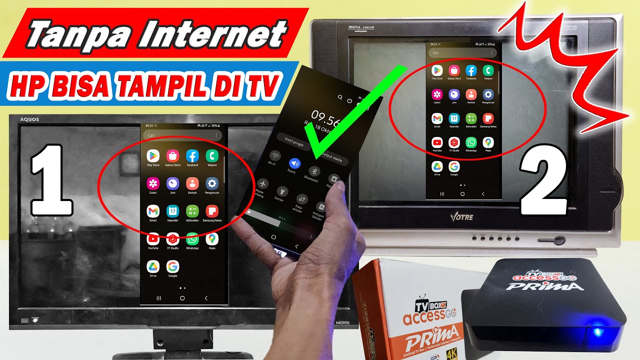 ACCESSGO PRIMA| CARA MENAMPILKAN LAYAR HP KE TV TABUNG DAN TV LED - YouTube